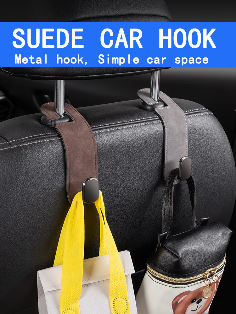 Car Hook Foldable Leather Metal Hook Storage Hanger Seat Headrest Hook ...