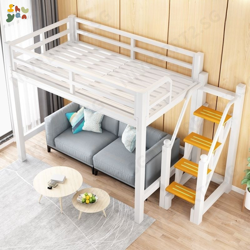 Double Decker Bed Thickened Forged Iron Elevated Bed Adult Walking ...