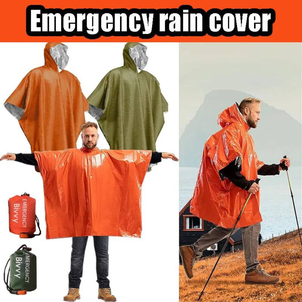 Emergency Thermal Blanket Poncho Weather Proof Outdoor Camping Gear ...