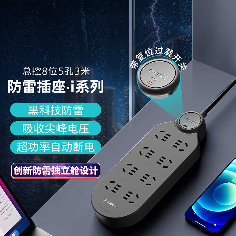 Philips New National Standard Socket Overload Protection Bold Eight-Bit ...