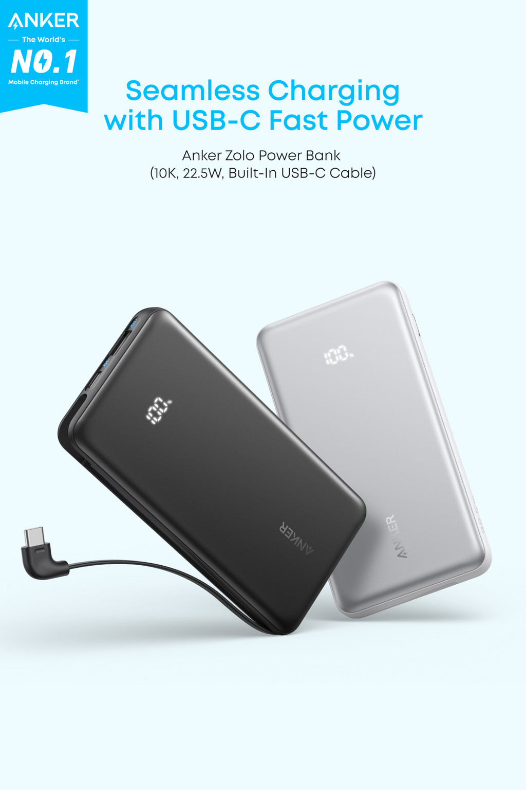 Anker Zolo CCC Power Bank 10000mAh 22.5W Fast Charging Built-in USB C ...