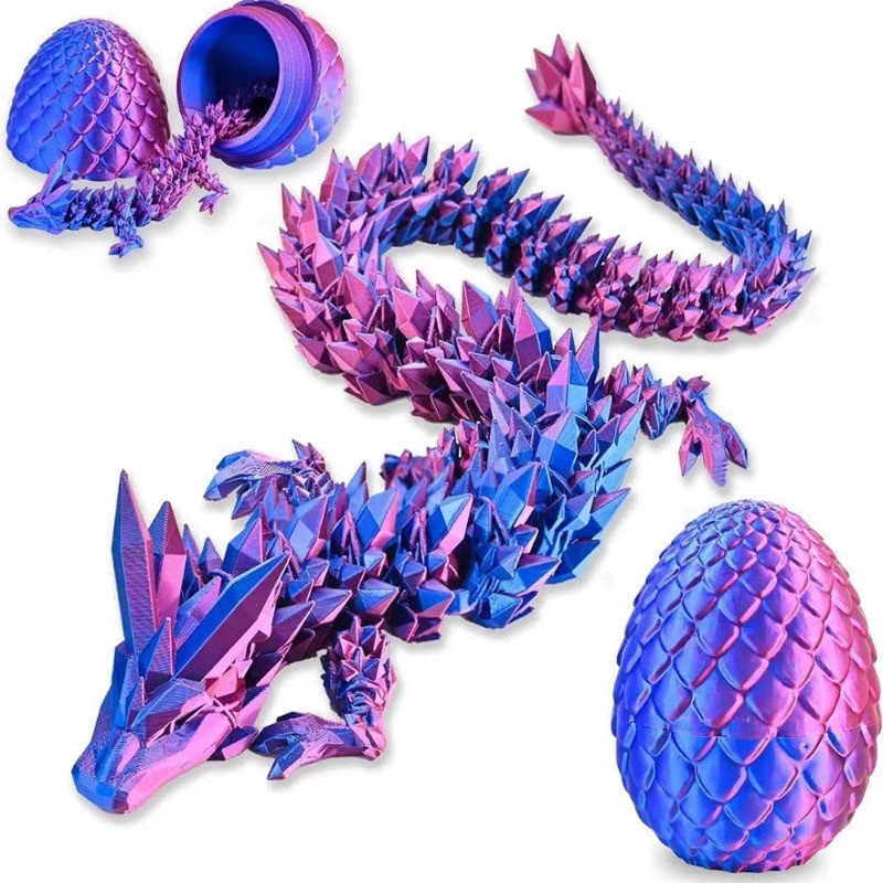3D Printed 22cm Dragon Egg with Articulated Dragon Movable Model ...