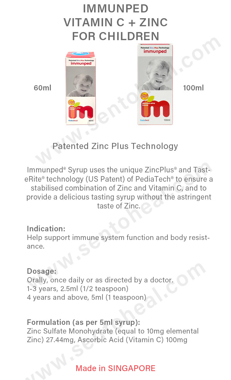 Immunped Vitamin C and ZinC for children 60ml X 8 [EXP: MAY 2026 ...
