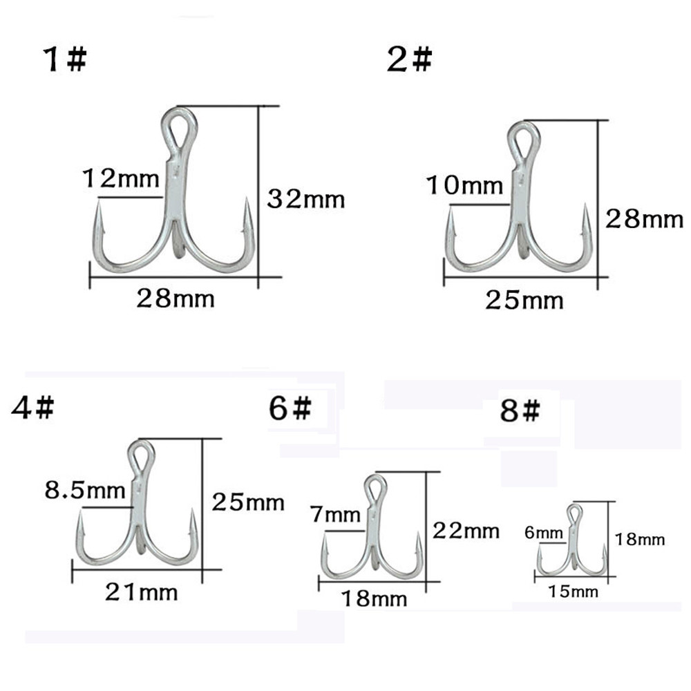 Saltwater Strong Treble Hooks 20Pcs/box Large Size 4X Triple Fishing ...
