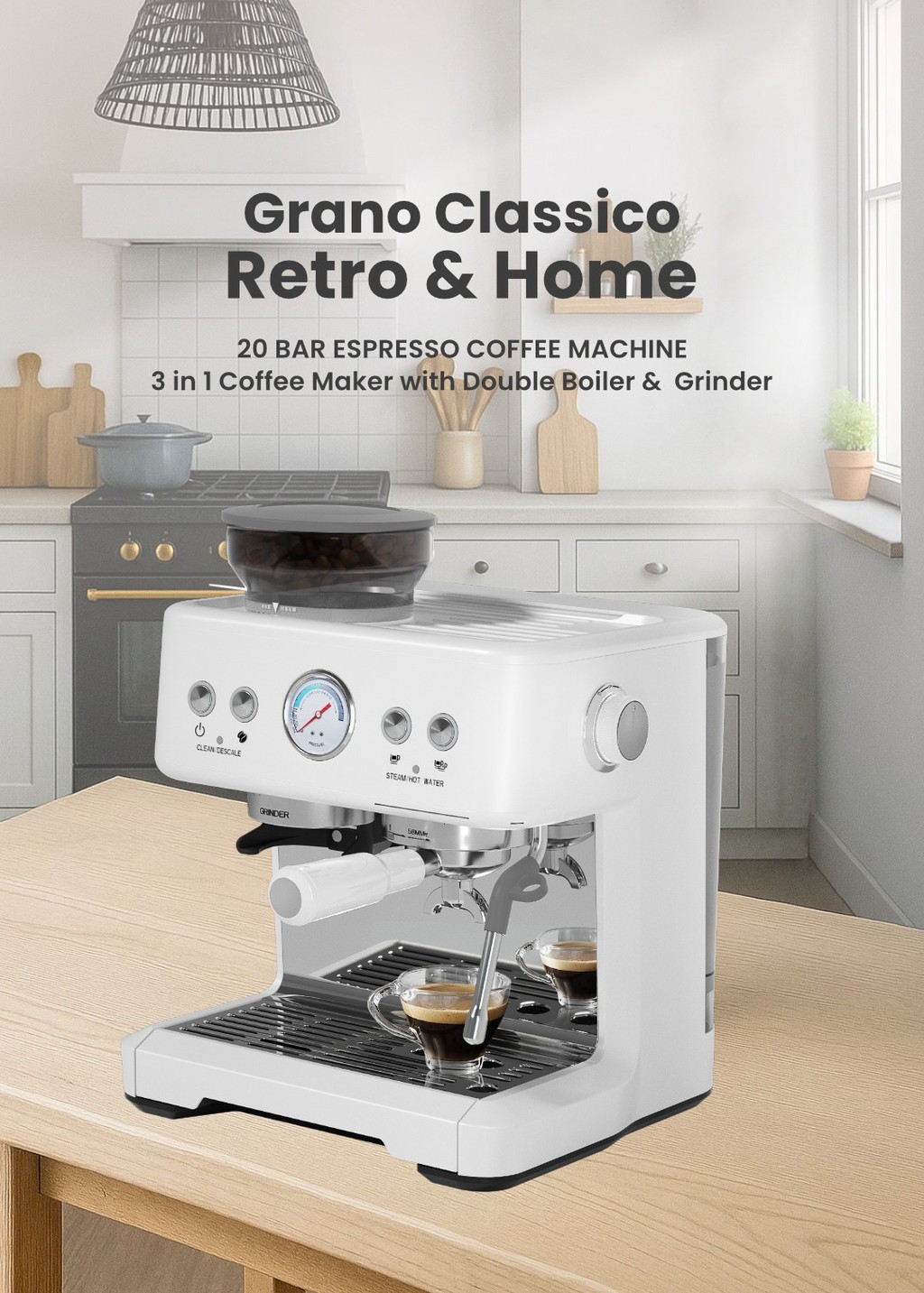 Giselle Pro 20Bar Dual Boiler Coffee Maker Adjustable Temperature ...