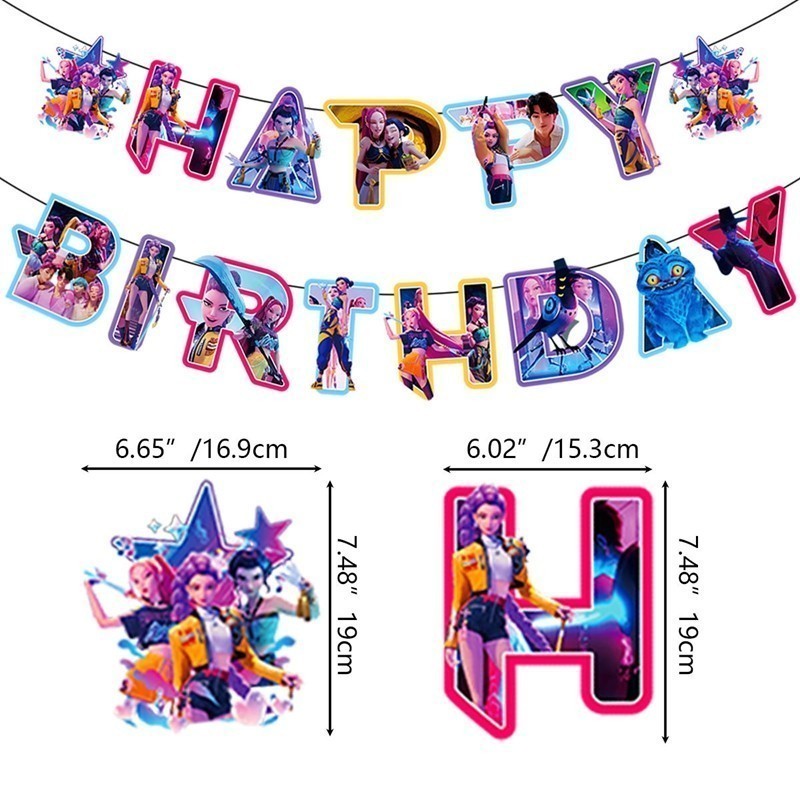 Kpop Demon Huntrix Balloon Set Birthday Decoration Banner Saja Boys ...