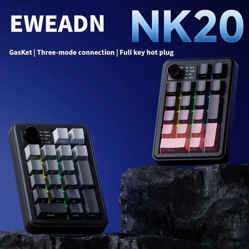 EWEADN NK20 Wireless Bluetooth Numeric Keypad 3 Mode Universal RGB ...