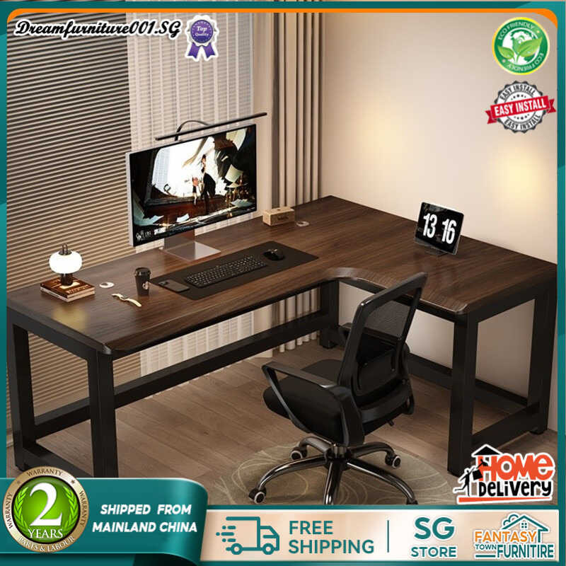 【Ready Stock】 Computer Desk Corner Learning Table With Bookshelf Office ...