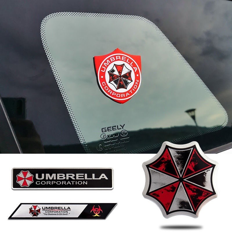 UMBRELLA CORPORATION Aluminum Sticker Auto Side Fender Emblem Tail ...