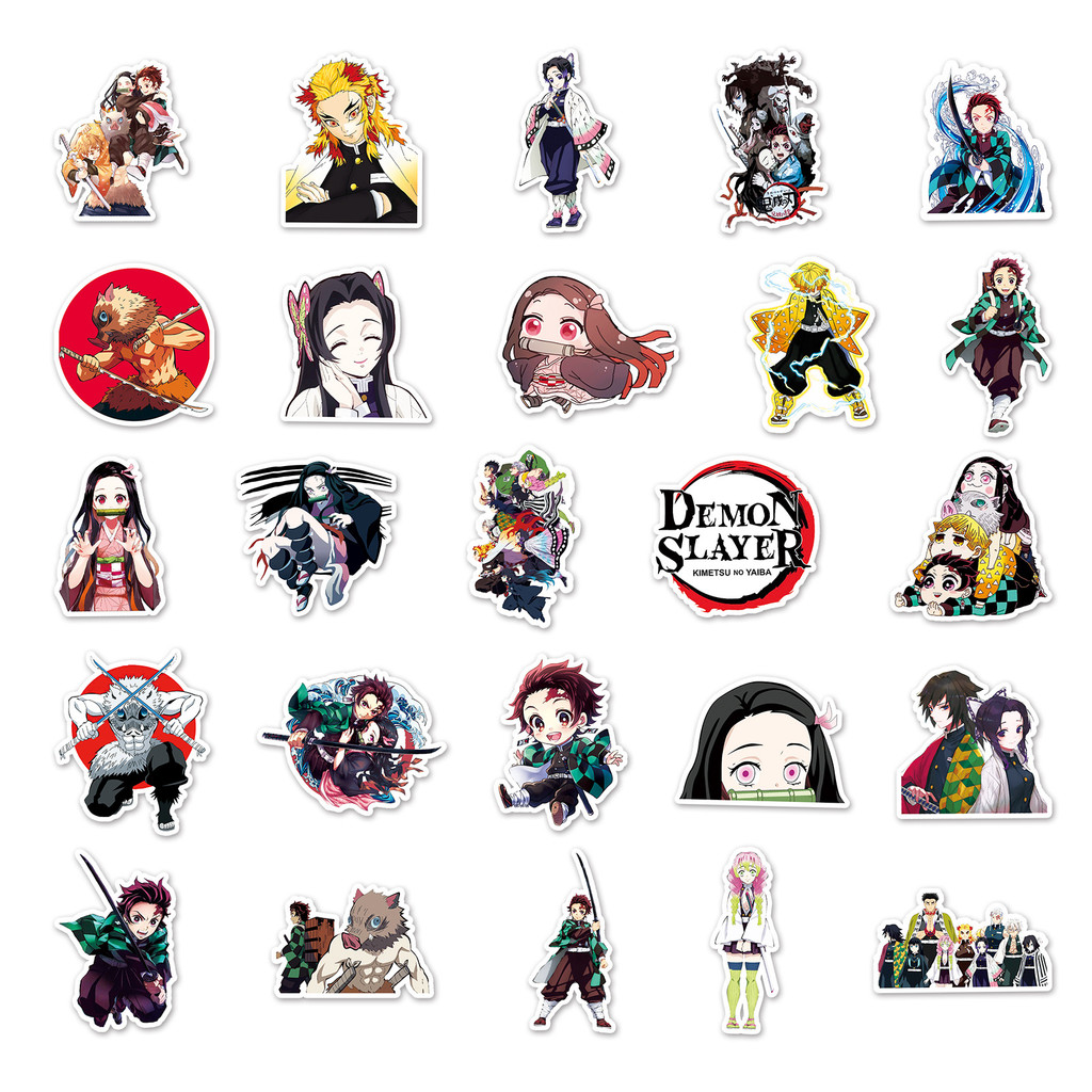 50pcs Cool Demon Slayer Stickers for Laptop Skateboard Luggage Anime ...