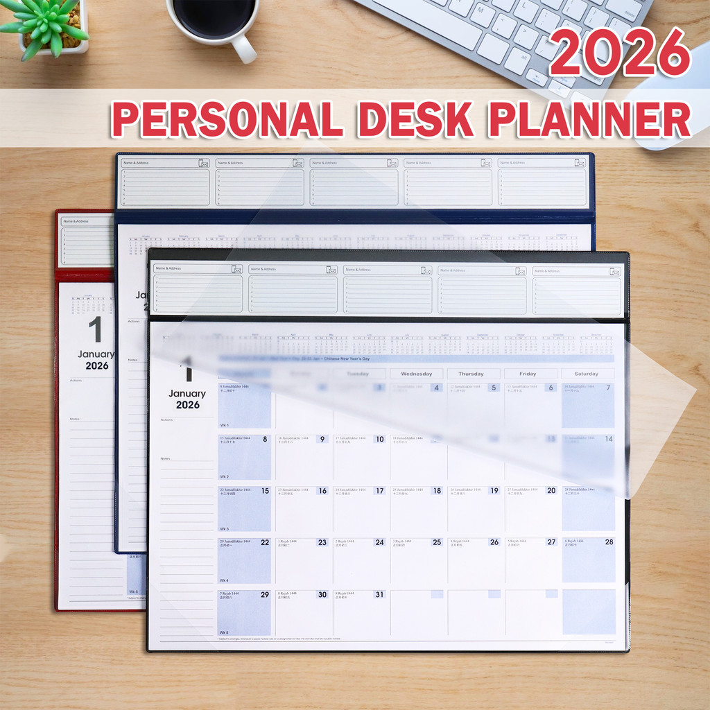 10Q 2026 Table Planner Calendar A2 Size PVC Cover Desktop Planner 12 ...