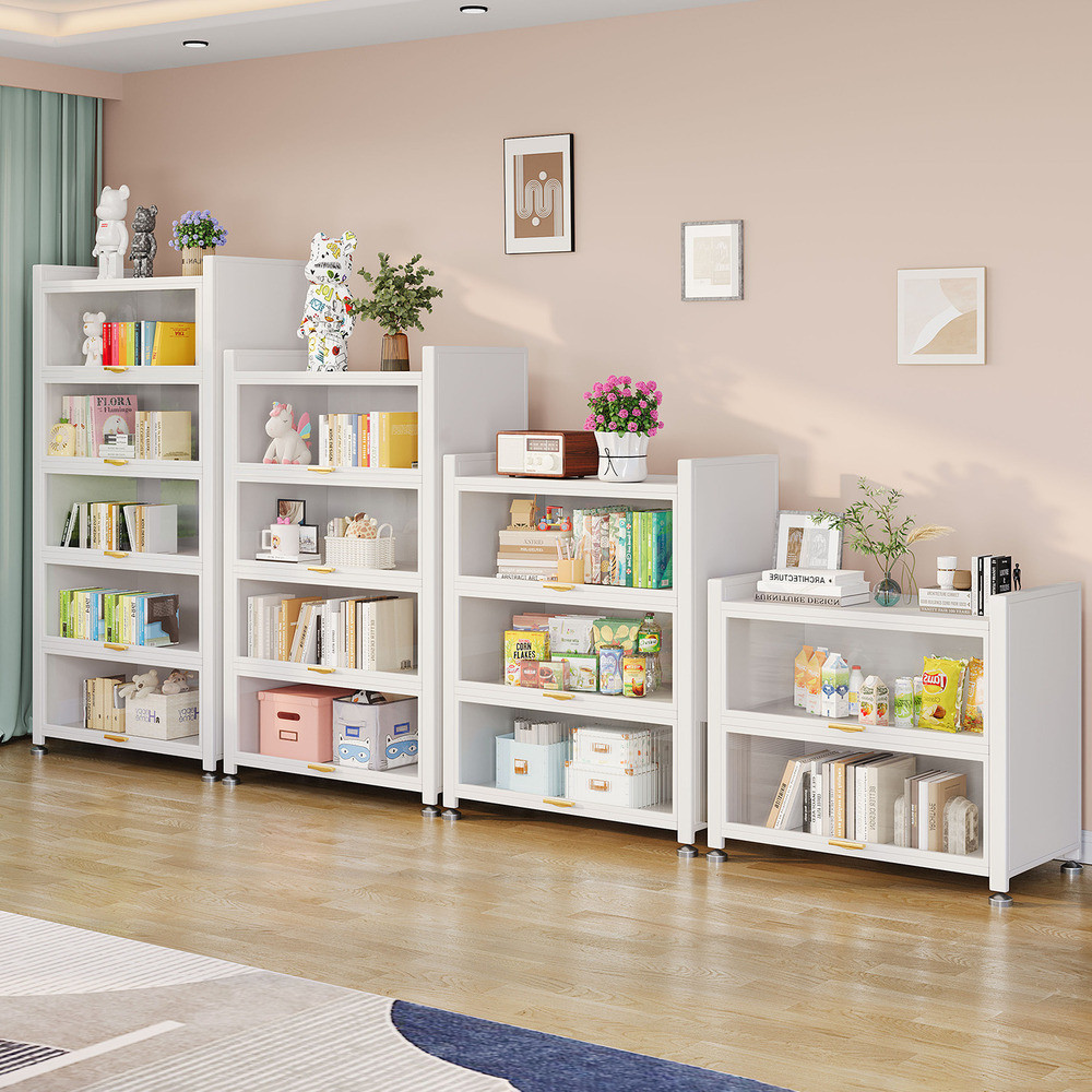 Steel Bookshelf with Glass Door Bookcase Locker Integrated Wall Movable ...