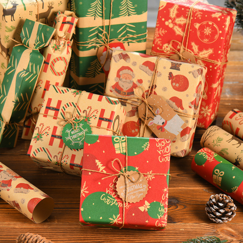 5Pcs Christmas Wrapping Papers - New Year Xmas Accessories - Classic ...