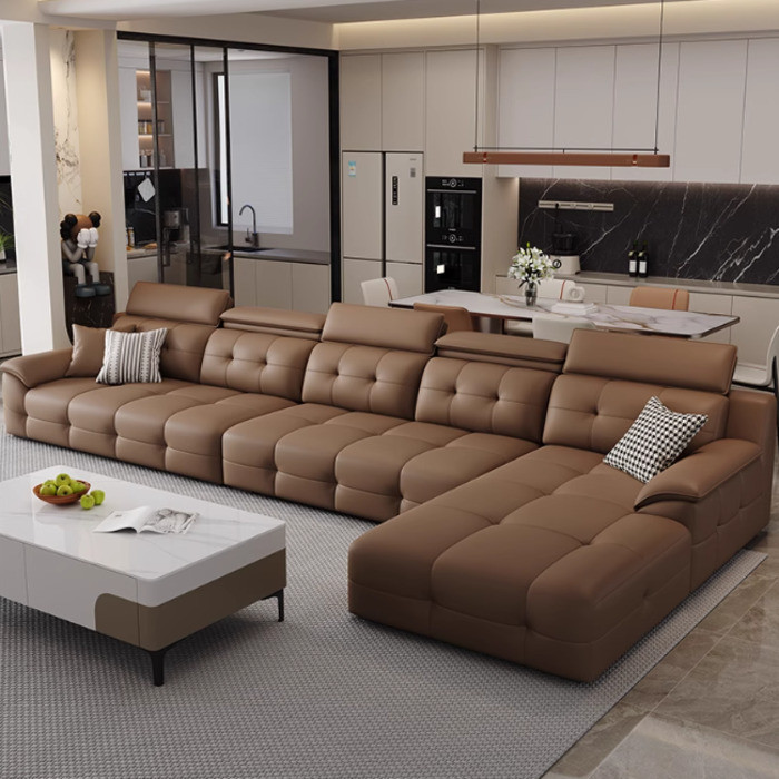 L Shape Sofa High Back Lawrence Italian Light Luxury Leather Sofa | Shopee Singapore