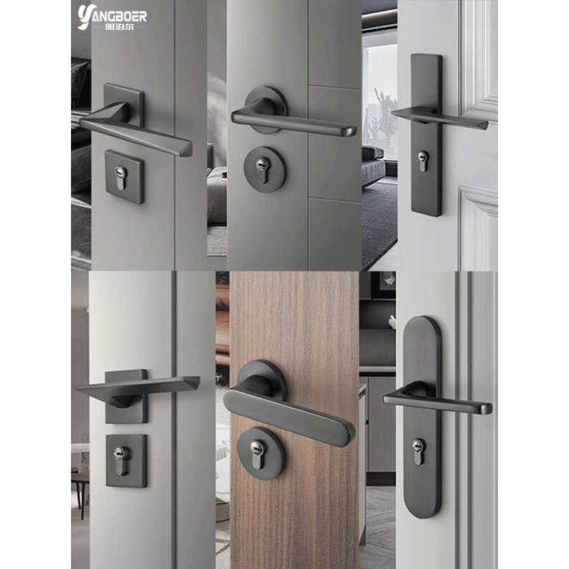 Gray Black Modern Door Lock Indoor Bedroom Silent Room Door Lock Split ...