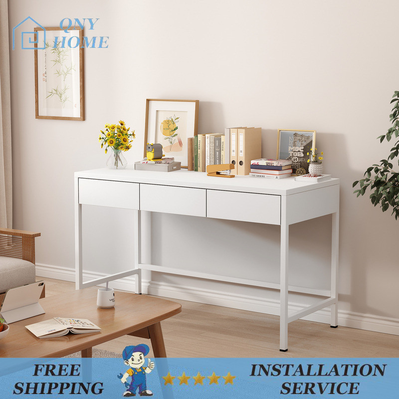 Steel Simple Desk Desktop With Drawer Home Wrought Iron Office Desk ...