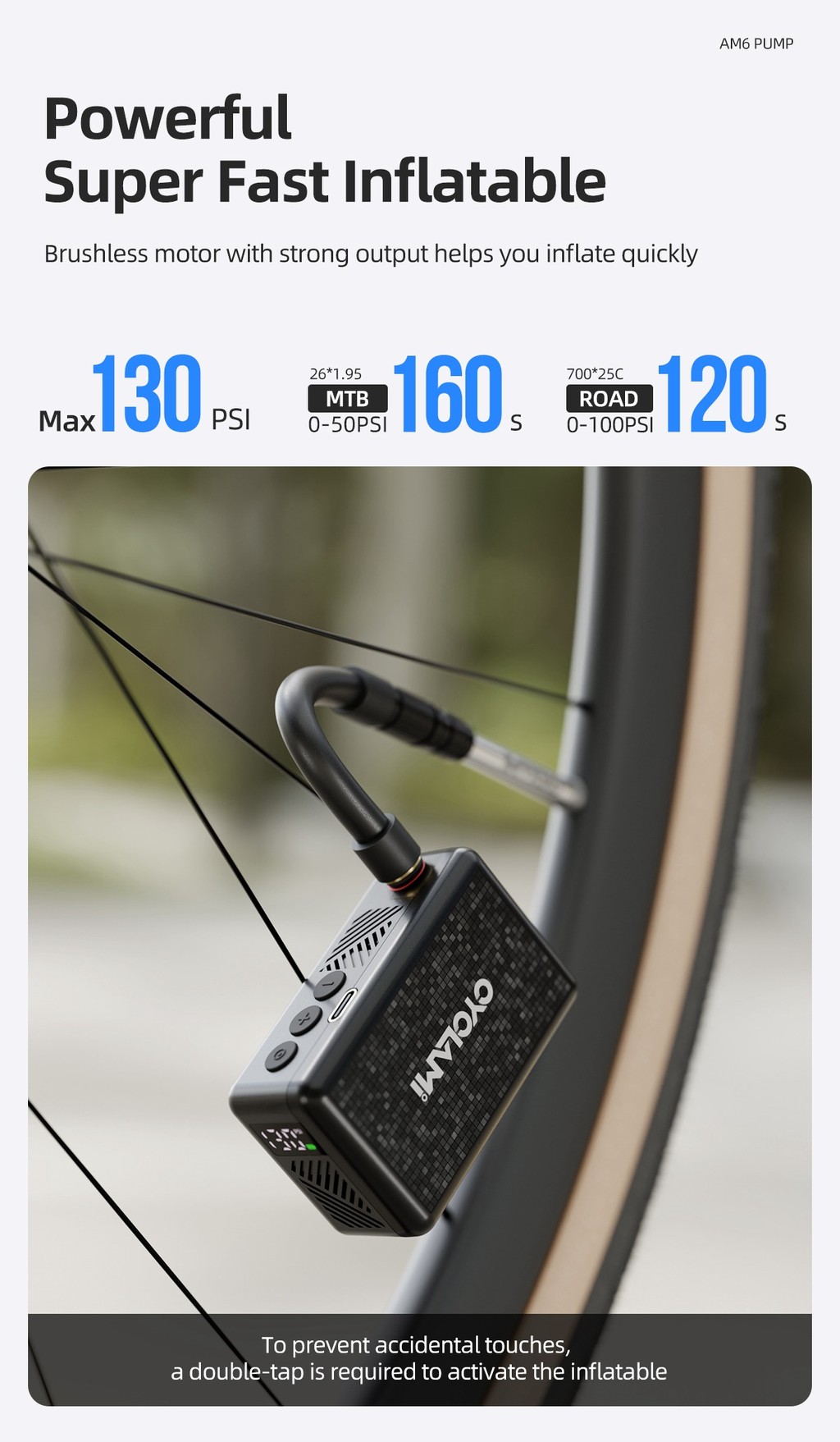 CYCLAMI Mini Air Pump Portable AM6 Road Bike High-Pressure Smart ...