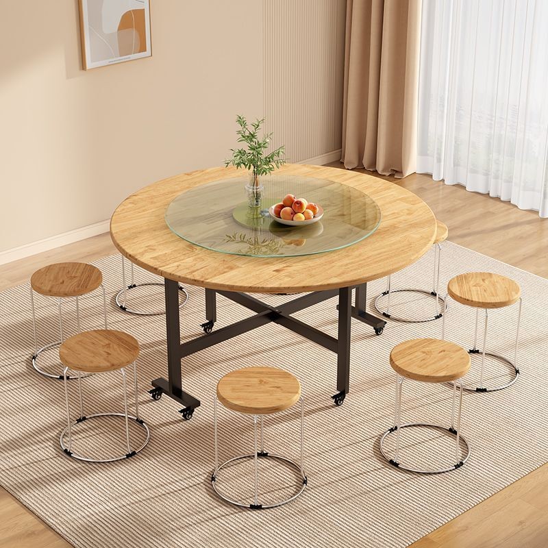 Dining Table Solid Wood Folding Dining Table Multi Person Home Round ...