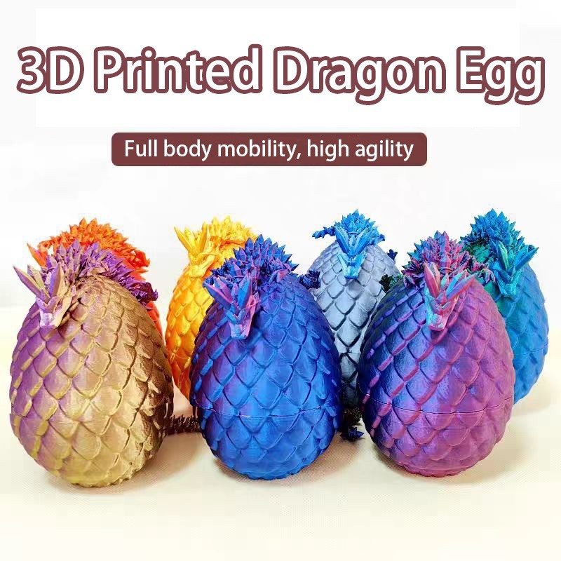 3D Printed 22cm Dragon Egg with Articulated Dragon Movable Model ...