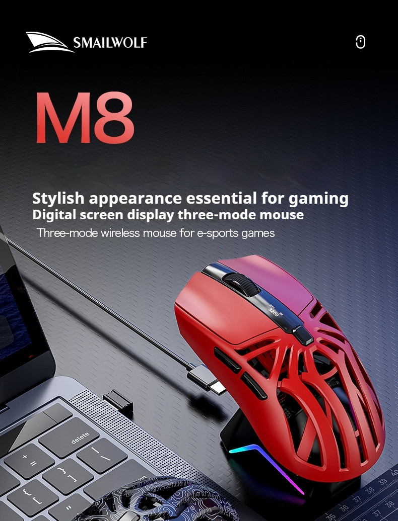 SMAILWOLF M8 Spider Three-Mode Wireless Bluetooth Mouse for Gaming and ...