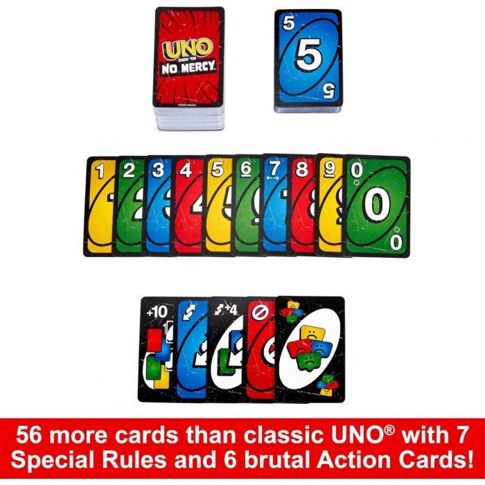 UNO Show 'Em No Mercy Ruthless Card Game of Twists, Penalties, No-Holds ...