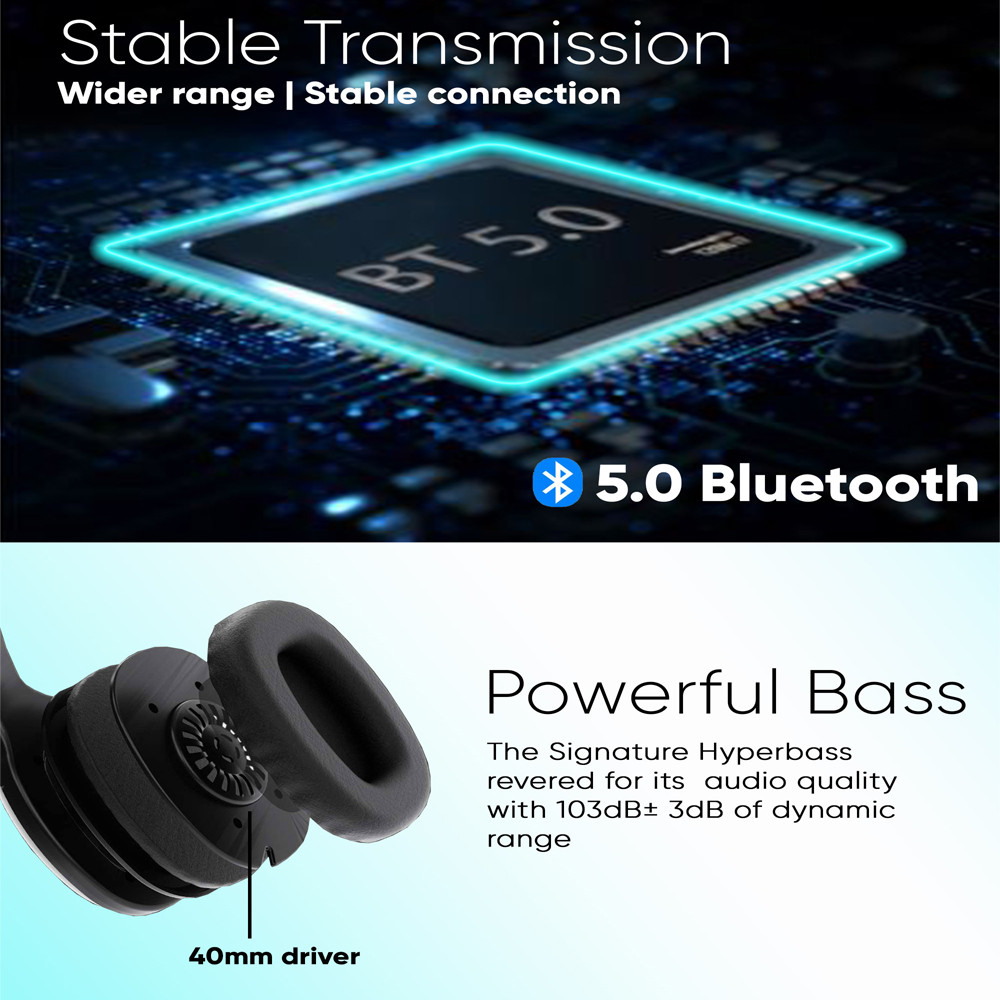 Elysium Signature Hyperbass Hi Fidelity Bluetooth Over Ear Headphones ...
