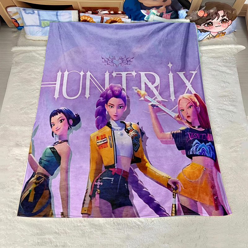 Huntrix Blanket Cartoon KPOP Demon Hunter Girl Group Theme Blankets ...