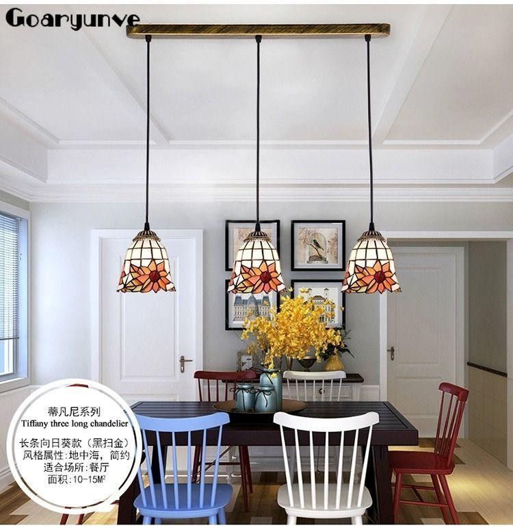 Mediterranean Colored Glass Pendant Light - American Rural Triple-Light ...
