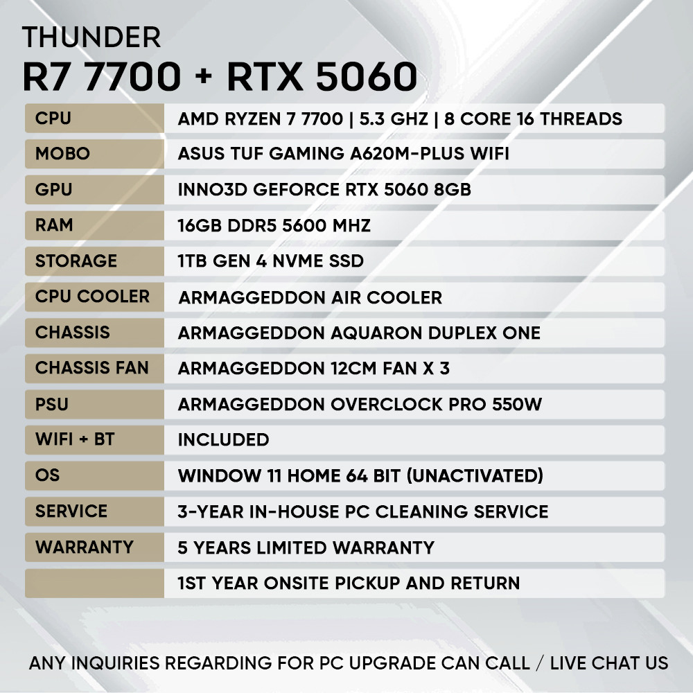 Armaggeddon Ryzen 5 7600 + RTX 5060 Custom Gaming PC Desktop | 1 TB SSD ...