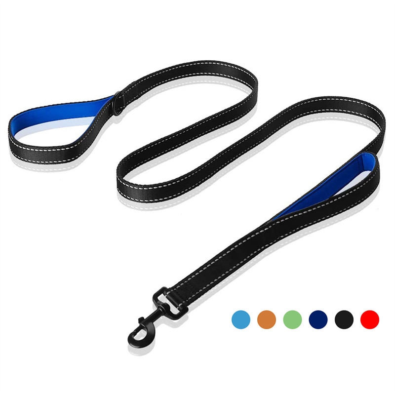 Dual Handle Dog Leash with Traffic Loop Reflective Stitching Heavy Duty ...