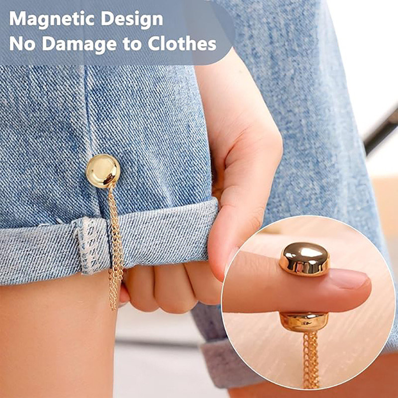 6PCS- Ladies' Fashion Magnetic Button Clips - Adjustable Chain Design ...