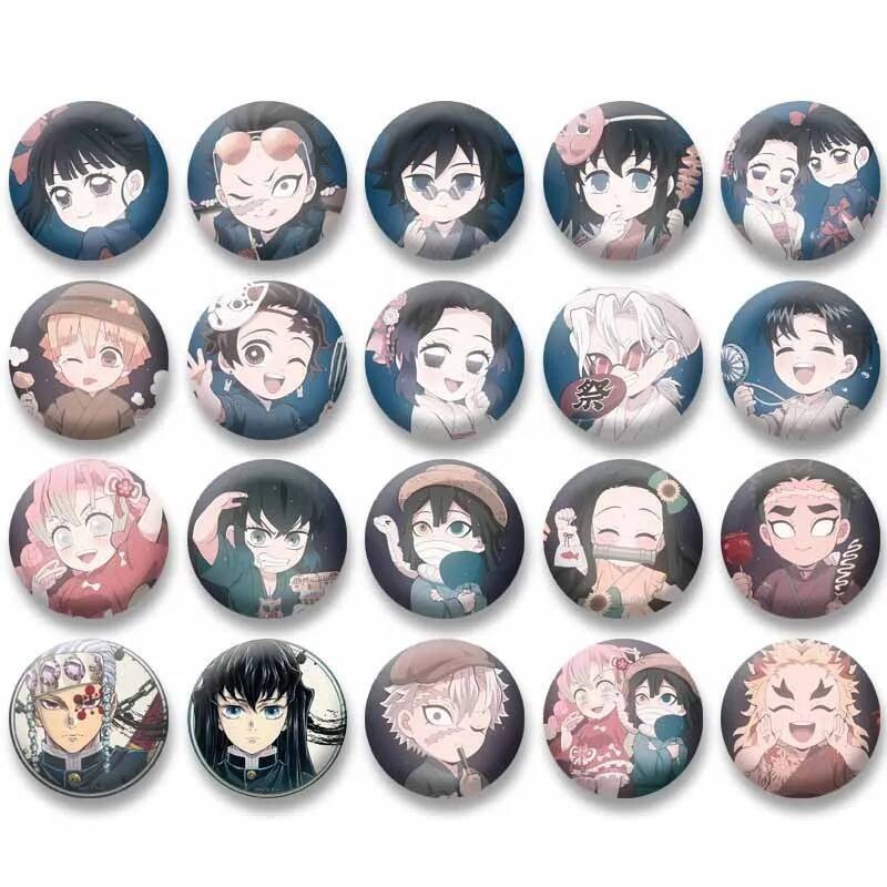 Hot Demon Anime Round Badges Custom Cartoon Role Tanjiro Nezuko Soft ...