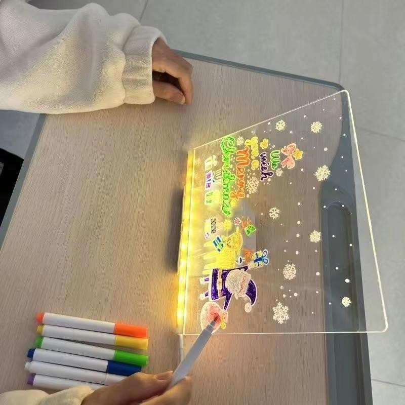 LED Light Up Acrylic Message Board Rewritable + 7 Colorful Pen DIY ...