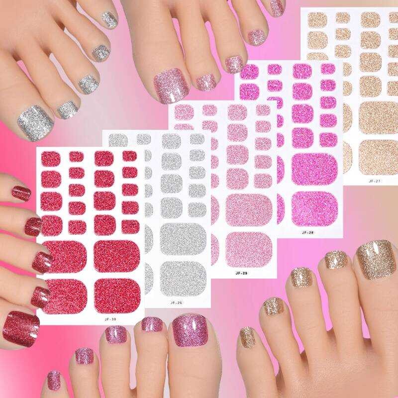 30 Styles Foot Silver Finished Products Bagged No-Baking Nail Polish ...