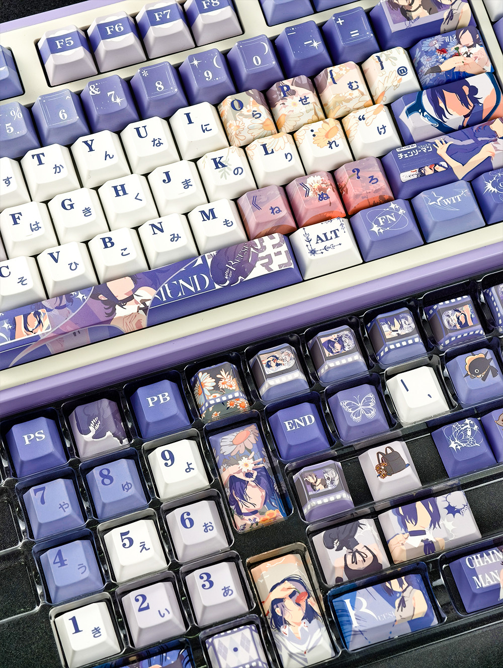 Reze Keycaps130 Keys MOA/Cherry Profile PBT Dye Sublimation Aula F75 ...