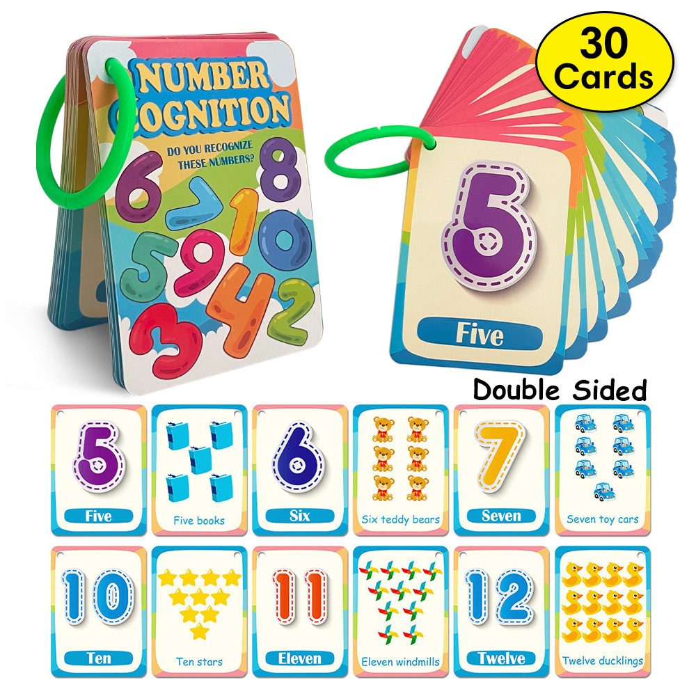 30 Pcs Math Numbers Educational Learning Cards for Kids Preschool ...
