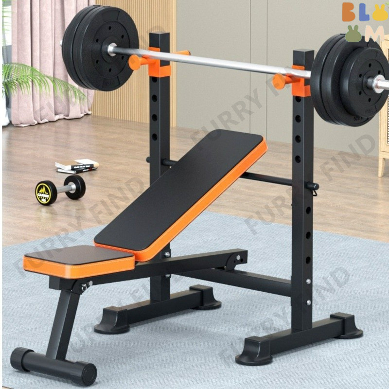 Lying Press Frame Barbell Set Foldable Weightlifting Bed Home Fitness ...