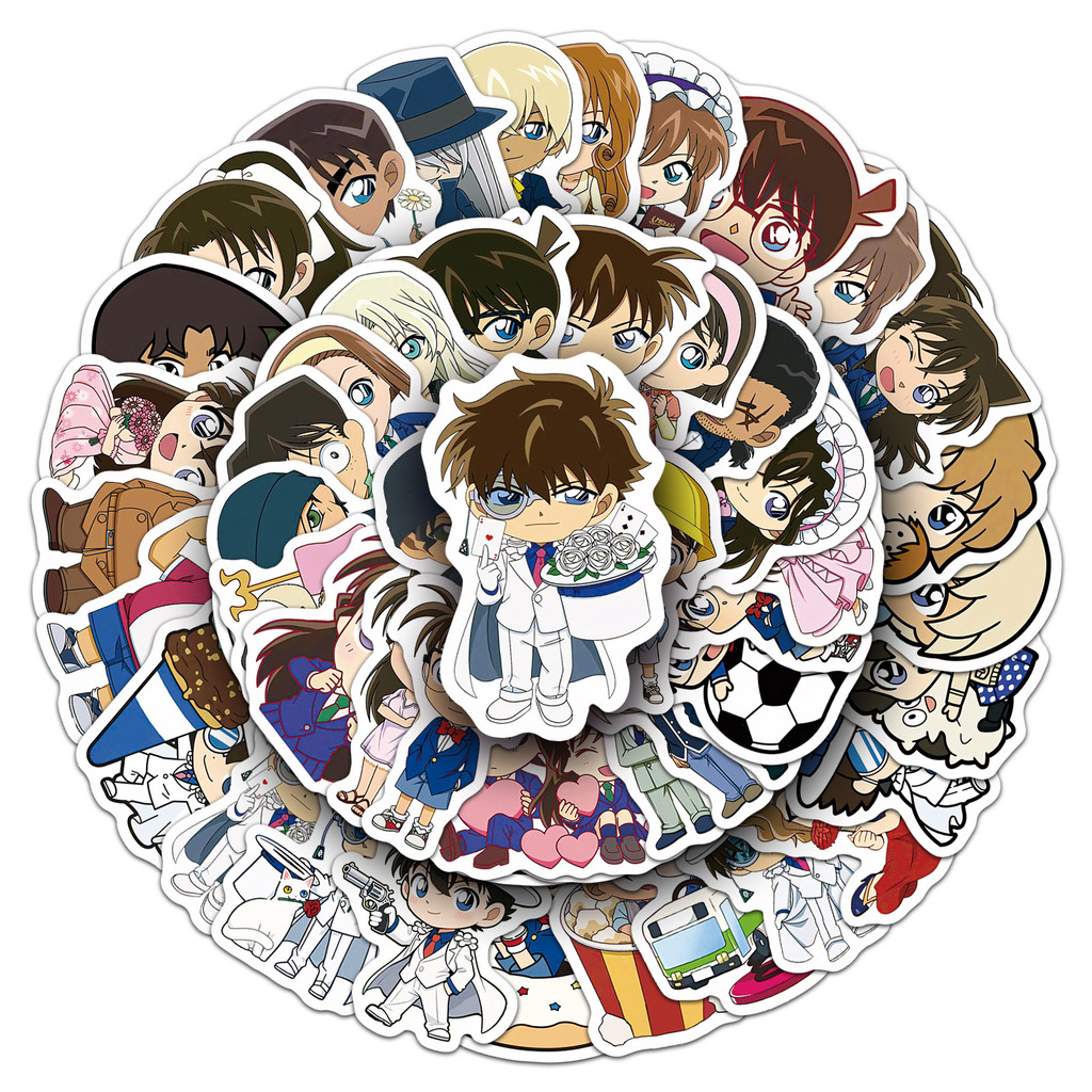 50pcs Detective Conan Anime Stickers Cartoon Decals Waterproof Graffiti ...