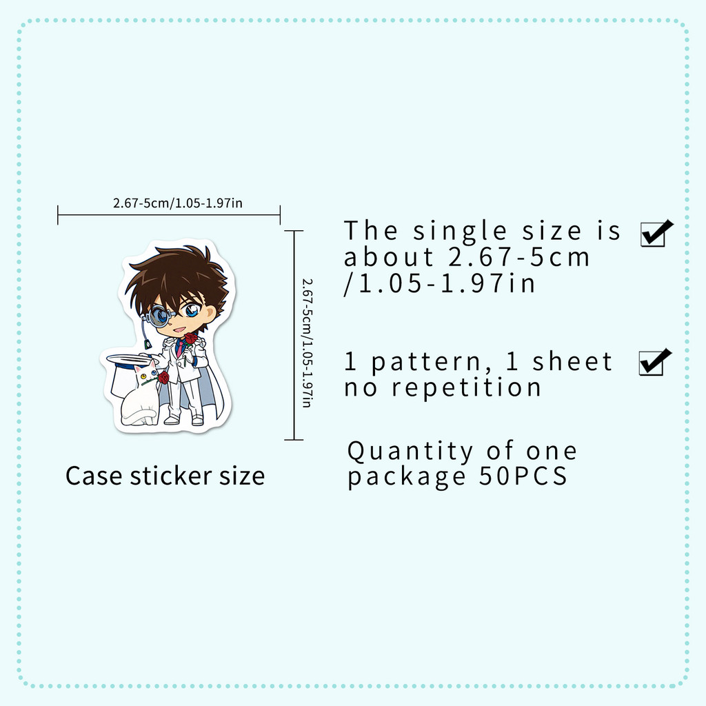 50pcs Detective Conan Anime Stickers Cartoon Decals Waterproof Graffiti ...