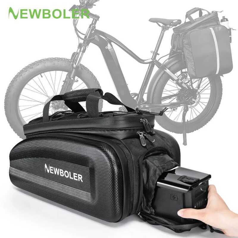 NEWBOLER Electric Bike Carrier Expandable Pannier Rear Rack Hard Shell ...