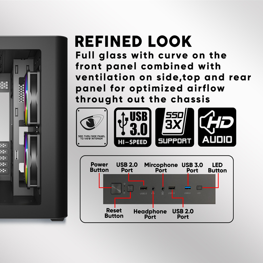 Armaggeddon Aquaron X CURVE MATX Fish Tank Design Gaming PC Chassis ...