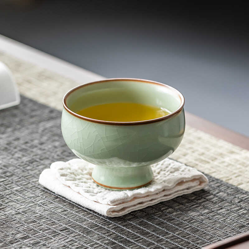 Ru Kiln Tea Cup Master Cup Single Cup Open Slice Meditation Cup Ceramic ...