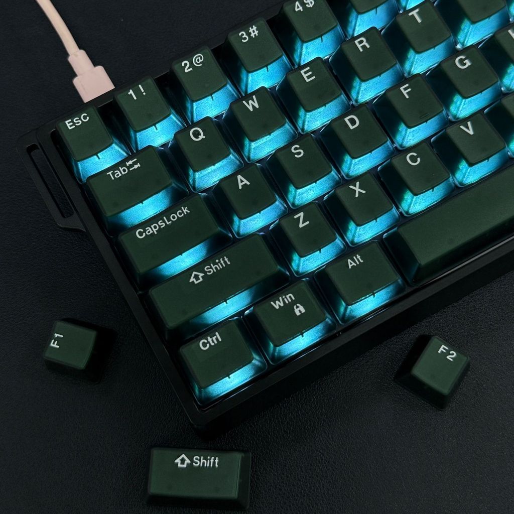 RGB Backlit Emerald Pudding Keycaps Translucent Doule Shot PBT Keycap ...