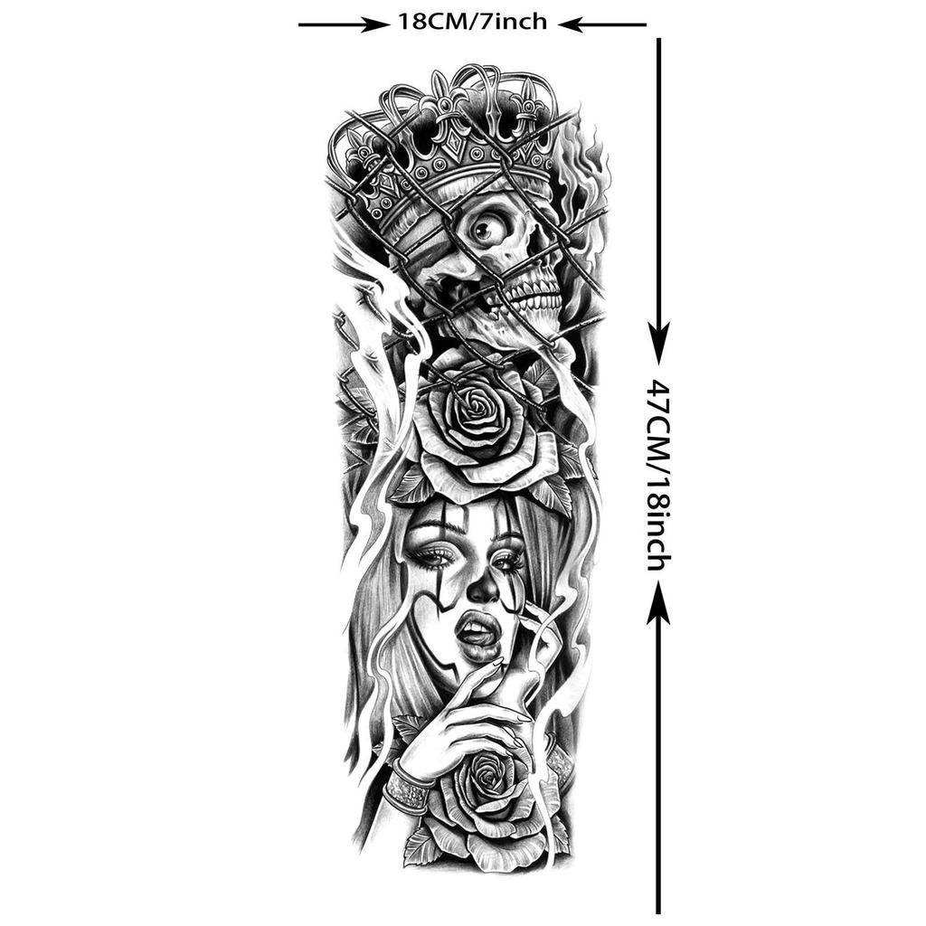 1 Sheets Wolf Lion Tiger Maori Temporary Tattoos For Men Women Adults ...