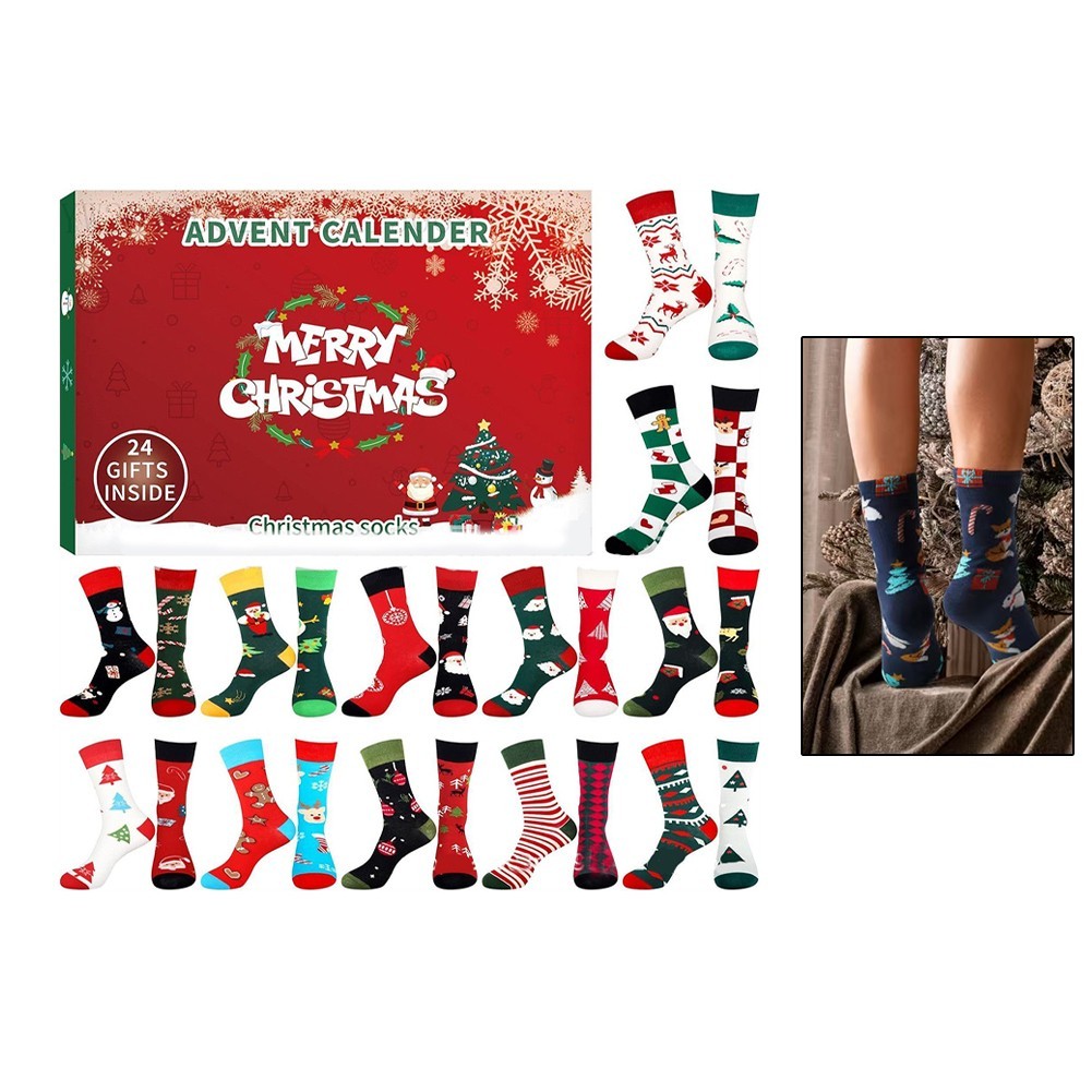 Ready Stock Christmas Sock Advent Calendar: 24 Days Of Christmas ...