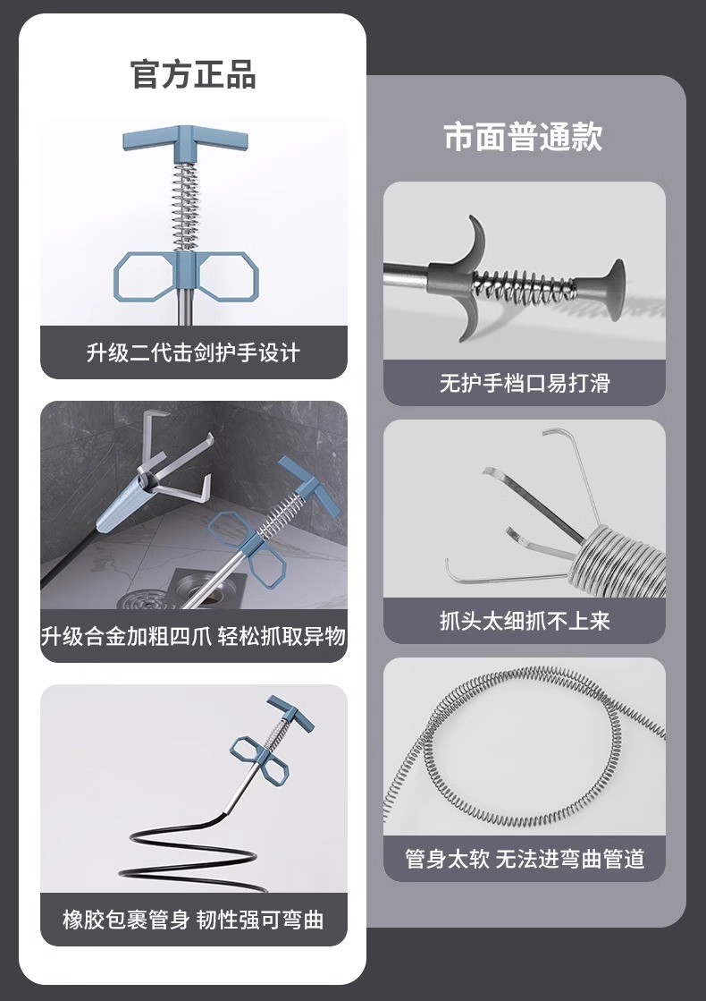 Sewer Pipe Dredging Handy Tool Grab Hook Steel Wire Cleaner Toilet Anti ...