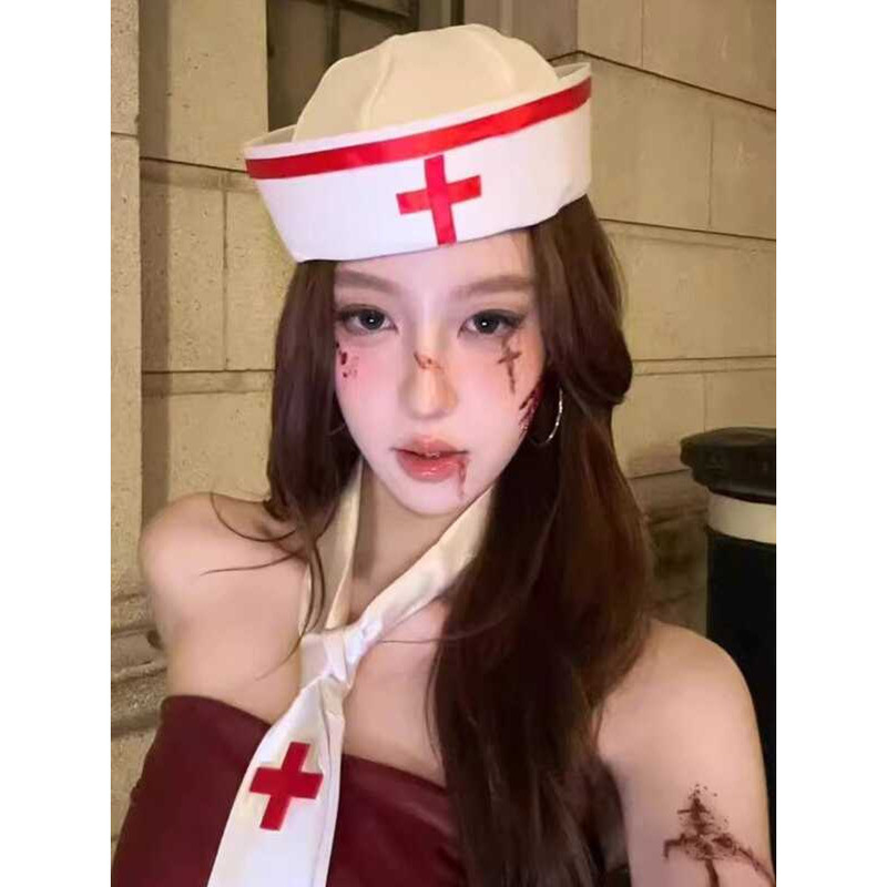Halloween cos Costume Headdress Girls Dark Cross Sailor Nurse Costume ...