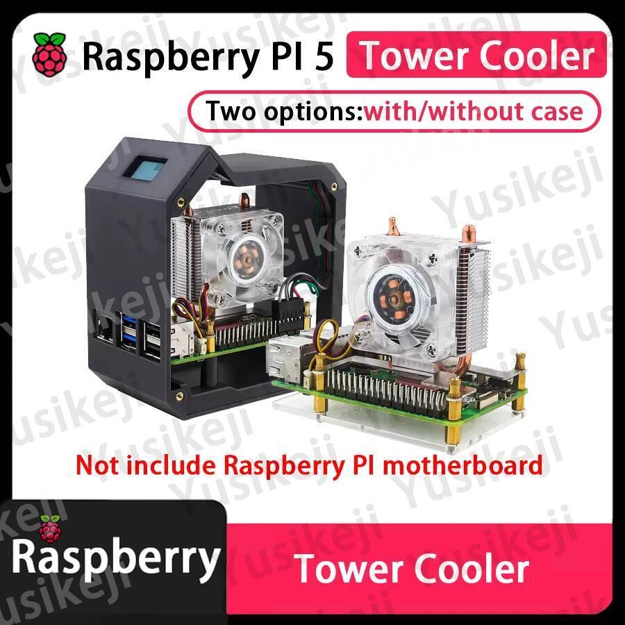 Raspberry Pi 5 ABS Mini Tower Case Copper Tube Ice Tower Fan PWM JST ...