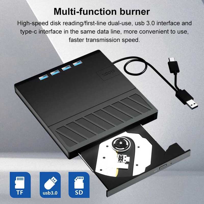 7 in 1 USB 3.0 Type C External Blu-ray Optical Drive with SD/TF Port CD ...