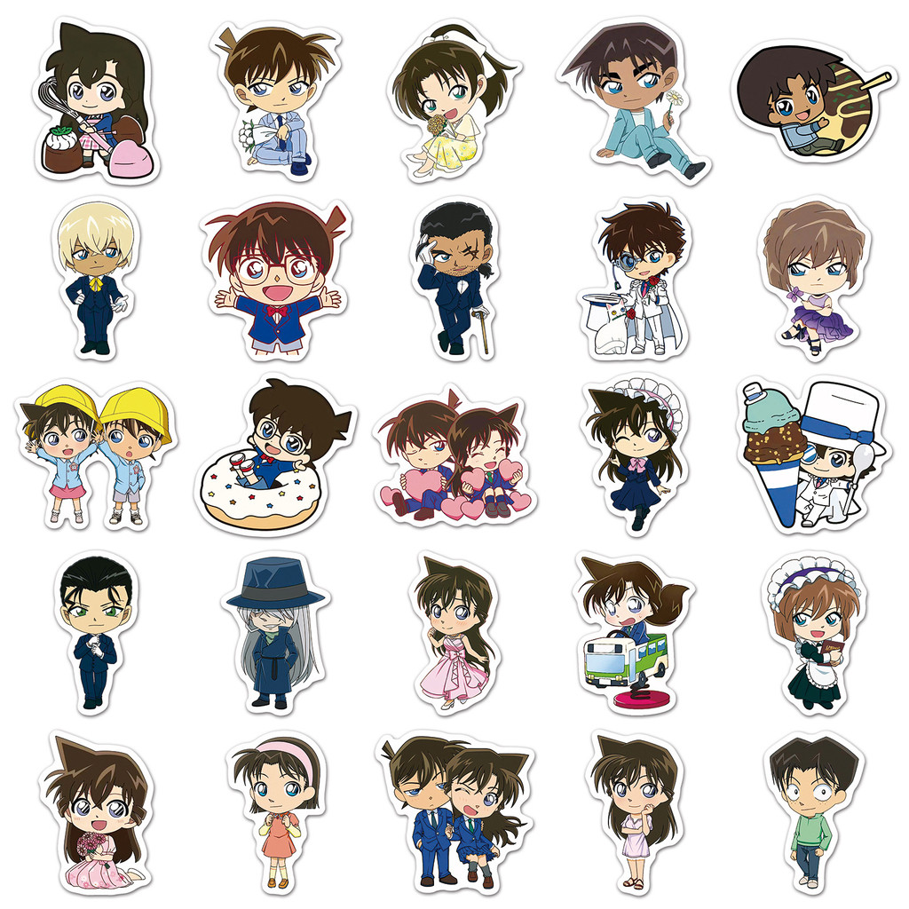 50pcs Detective Conan Anime Stickers Cartoon Decals Waterproof Graffiti ...